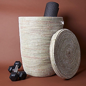 Woven Storage Basket White Flat Lid (19" Medium)