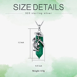 Plesitep Frog Necklace 925 Sterling Silver Reiki Healing Crystal Hexagonal Green Quartz Frog Pendant Necklace for Women May Birthstone Jewelry
