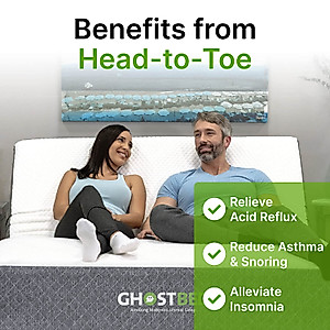 GhostBed Adjustable Base Bundled with 12" Hybrid Mattress in a Box with Cool Gel Memory Foam and Individually Wrapped Coils, Zero Gravity and Massage Settings,Queen Adjustable Bed Frame with Mattress