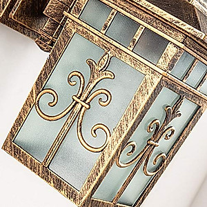 PEHUB Waterproof Outdoor Wall Lamp Courtyard Aisle Lights Villa Balcony Wrought Iron Wall Light Country Lantern Retro Aluminum Exterior Balcony Garden Wall Sconces Decoration Exterior Light Fixture