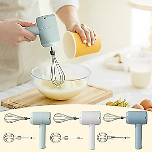 QIUSGE Hand Mixer Electric Eggs Beater Garlic Chopper, Household Small Semi-Automatic Cordless Electric Blender for Kitchen Cooking Baking Cake Egg Cream Yeast Dough (Mint Green)