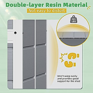 Greesum 5' x 4' Resin Weather Resistant Outdoor Storage Shed for Garden/Backyard/Pool Tool Shed, Light Gray