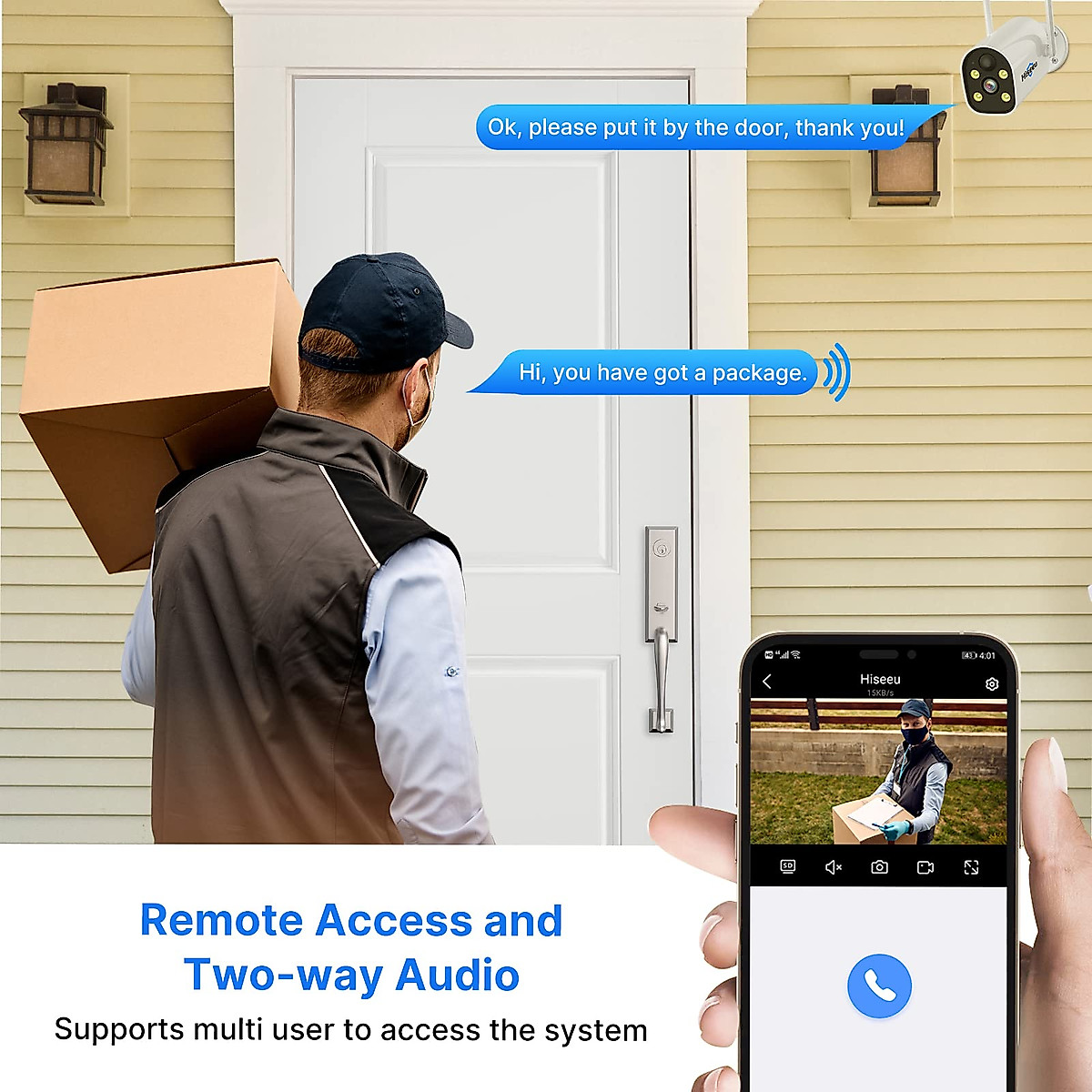 Hiseeu 10CH 4K NVR Wireless Security Camera System Outdoor Indoor, AI Human Detection, 2-Way Audio, 4MP Solar Powered Cameras with Color Night Vision, IP66 Waterproof, 1TB Hard Drive preinstalled