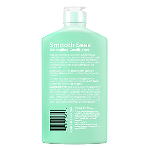 John Frieda Beach Blonde Smooth Seas Detangling Conditioner with Energizing Mint, 10 Ounces, featuring Peppermint Extract & Kukui Oil