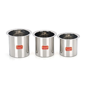 Sumeet Stainless Steel Ganj/Milk Boiler/Milk Pot/Long Tapeli Set of 3 Pieces (400ml, 550ml, 750ml), Silver