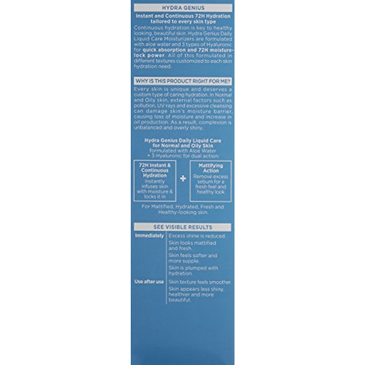 L'Oreal Paris Skincare Hydra Genius Daily Liquid Care Oil-Free Face Moisturizer for Normal to Oily Skin, Hyaluronic Acid Moisturizer for Face with Aloe Water and Hyaluronic Acid, 3.04 fl. oz.