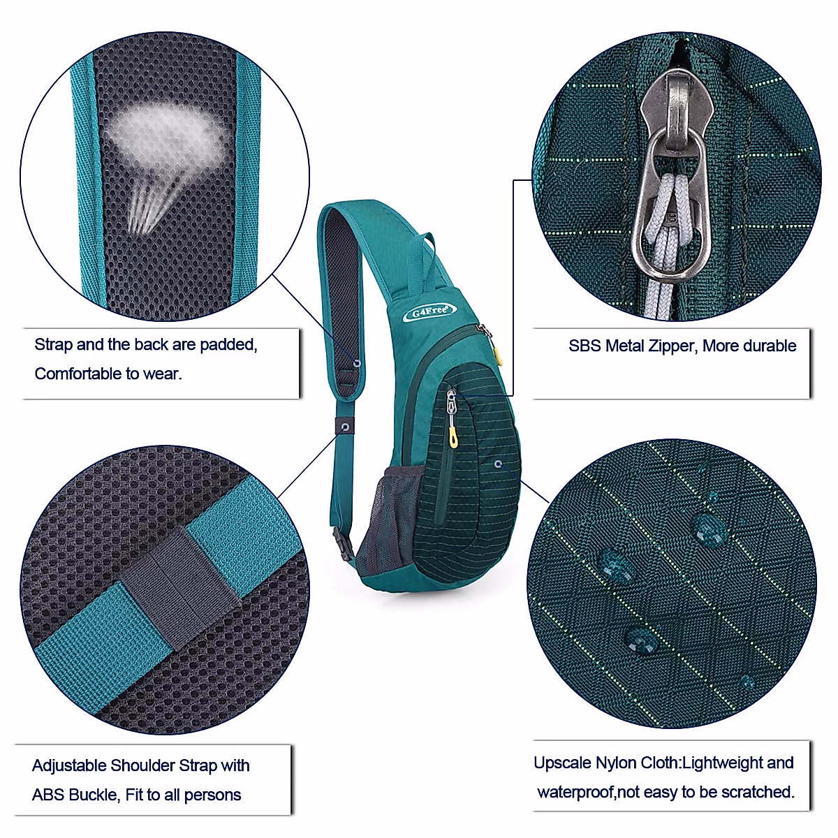 G4Free Sling Bags Men and Women Shoulder Backpack Small Crossbody Chest Sling Backpack (Mint Green)