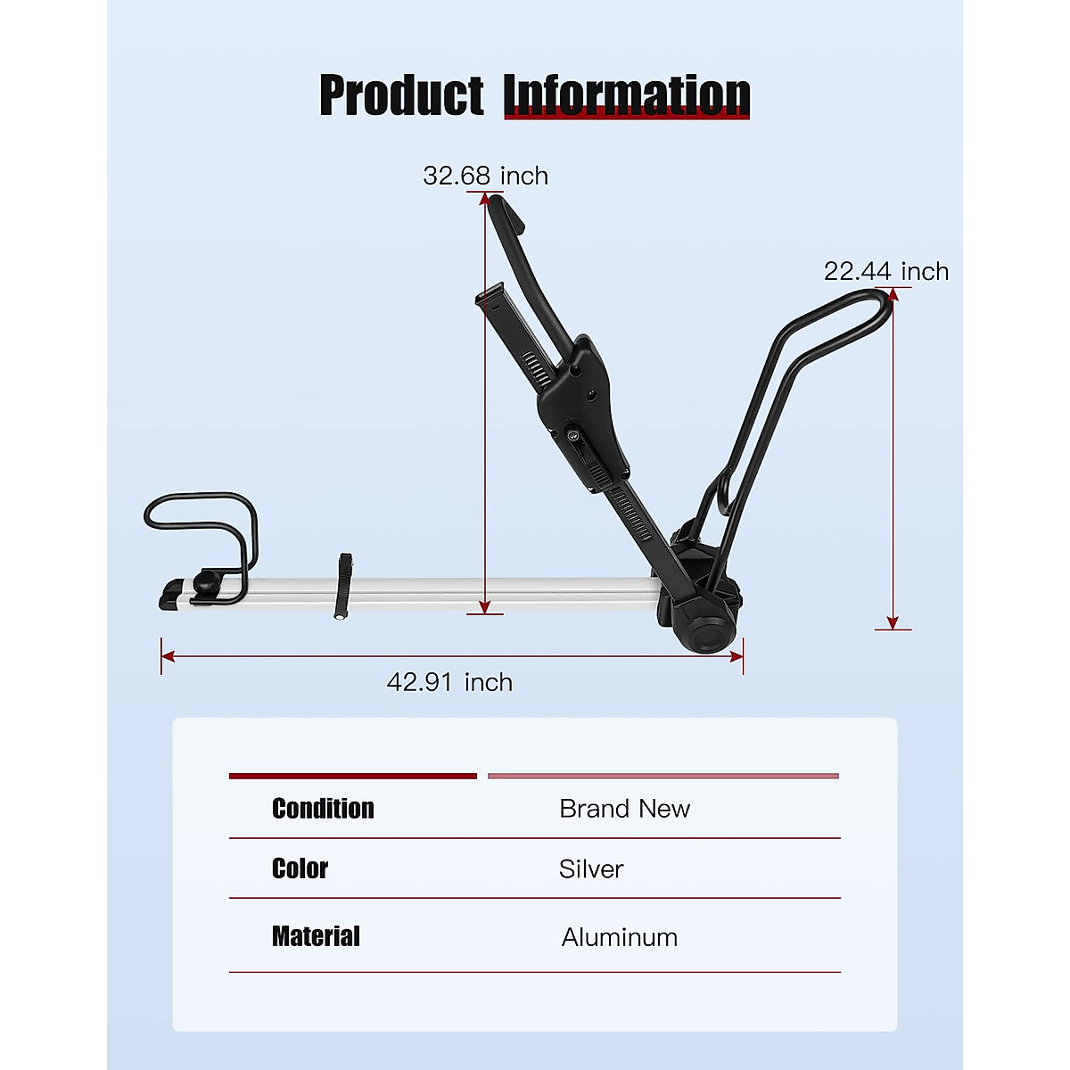cciyu Bike Roof Carrier Fits Most Size Crossbar Aluminum Car Rooftop Bike Carrier Bicycle Racks with Lock