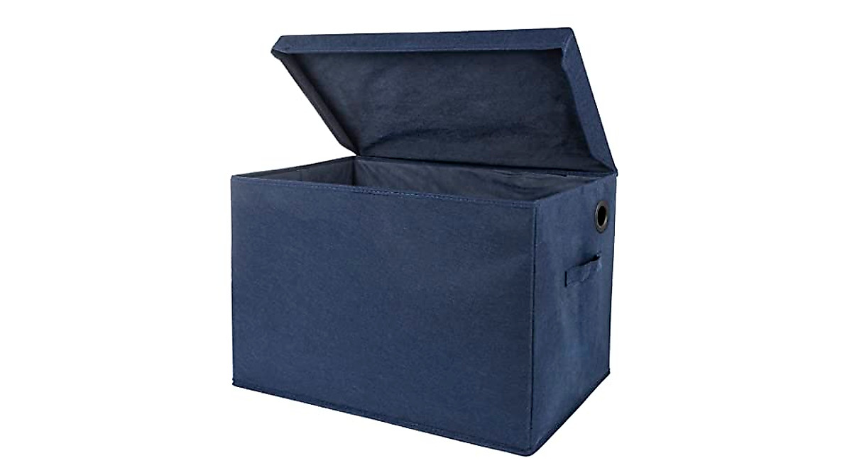 Stylish Navy Felt Toy Box - Collapsible & Elegant