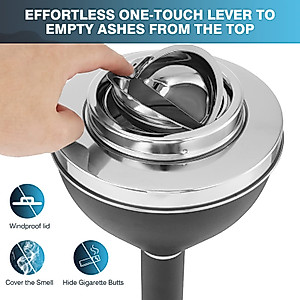 IRONWALLS Floor Cigar Ashtrays Stand, Matte Black Stainless Steel Windproof Ashtray with Lid for Home Garden Patio Cigarette Butt Receptacle, 3-Section Ash Tray with 31”, 24”, 16” Adjustable Height