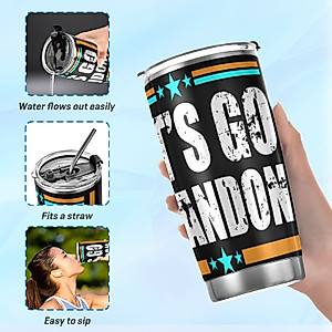 Yasala Tumbler Lets Go Brandon Blue Star Insulated Coffee Cup Back to School Beverage Container Office Travel Mug with Straw and Lid 20oz