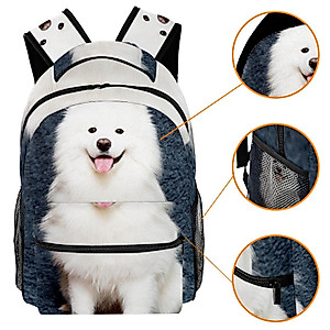 Travel Backpack,Carry On Backpack,Samoyed dog cute,Hiking Backpack Outdoor Sports Rucksack Casual Daypack
