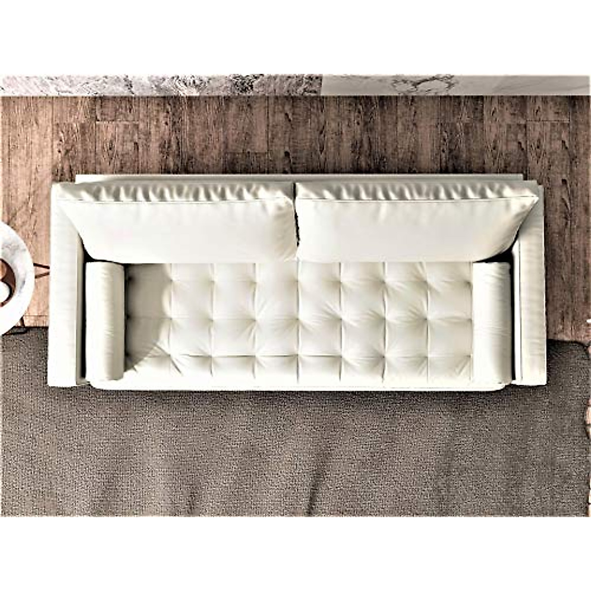 US Pride Furniture NS5454-S Caladeron Mid-Century Modern Sofa in Faux Leather, PVC White