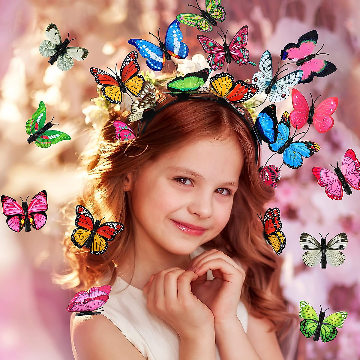 Butterfly Fascinator Hat Monarch Derby Headband Butterfly Headband for Women Halloween Tea Party (Multicolor)