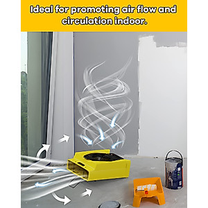 AlorAir 4 Pack Zeus 900 Air Mover Commercial Blower for Carpets, Walls, Plumbing Use, Variable Speed Floor Blower Fan, 950 CFM with 1.8 Amps, Circuit Breaker Protection, on-Board Duplex GFCI, Yellow