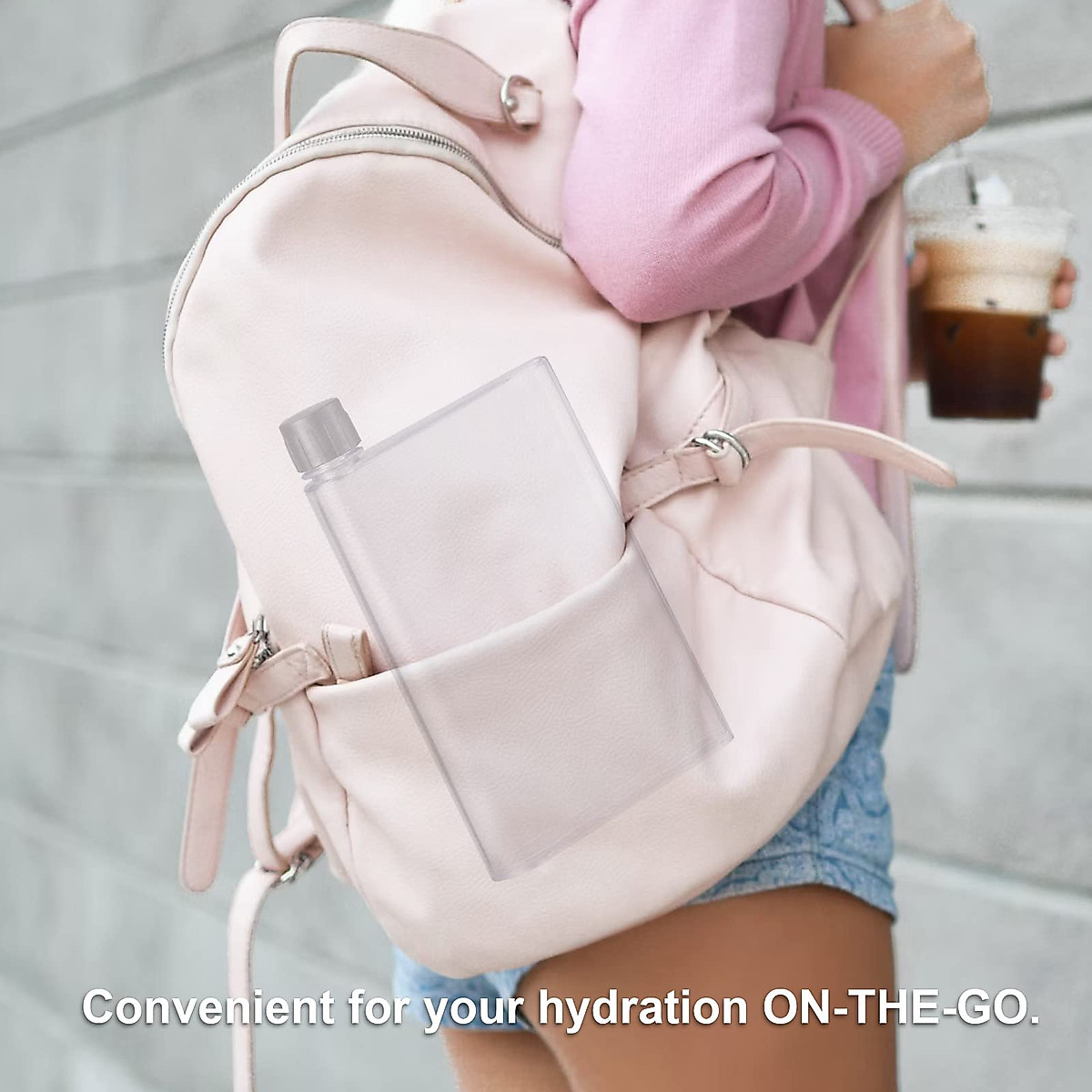 Flat Water Bottles Bulk, 6 Pack 16oz Personalized Clear Water Bottles with Narrow Mouth, Plastic, Leak Proof & Lightweight DIY Gift for Women Men Aunt Teacher Nurse Sports Travel Gym Hiking