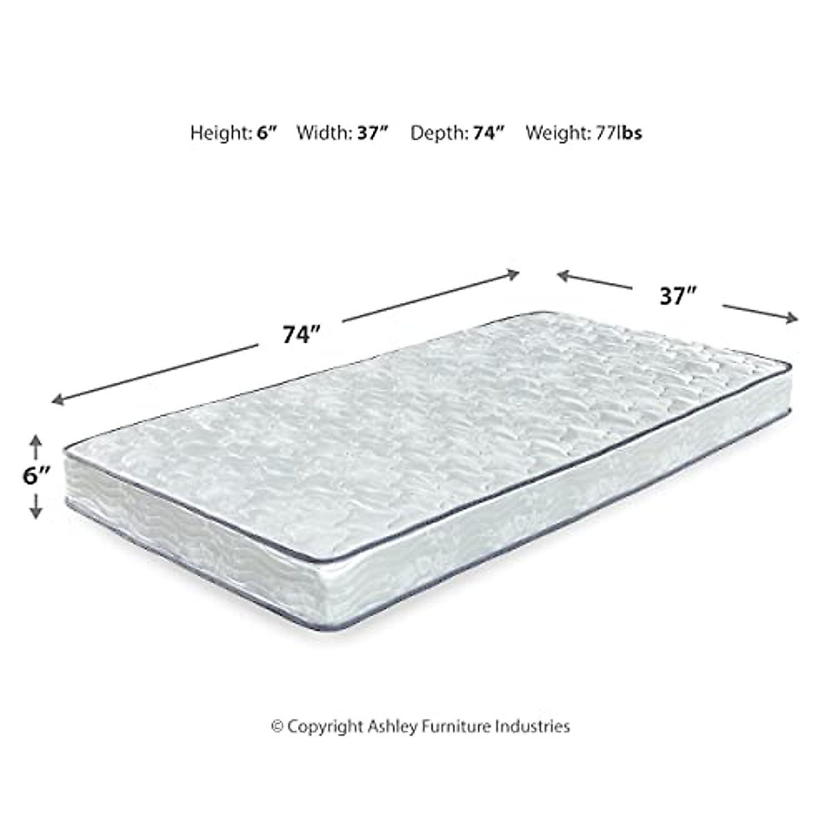 Signature Design by Ashley Bonell 6 Inch Firm Hybrid Mattress, CertiPUR-US Certified Foam, Twin (M96311)