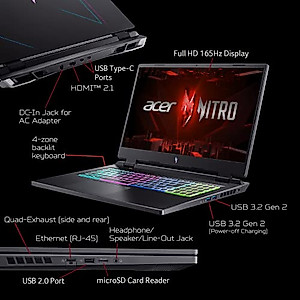 Acer Nitro 17 Gaming Laptop | AMD Ryzen 7 7840HS Octa-Core CPU | NVIDIA GeForce RTX 4050 Laptop GPU | 17.3" FHD 165Hz IPS Display | 16GB DDR5 | 1TB Gen 4 SSD | Wi-Fi 6E | RGB Backlit KB | AN17-41-R6L9