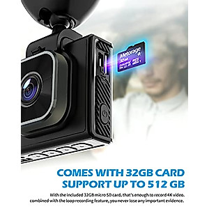 ONDASHCAM 4K Dash Cam with 3.5" LCD Display, 2160P UHD Car Camera Built in WiFi & GPS with Night Vision, G-Sensor, WDR, 170°Wide Angle & Parking Monitor (32GB Micro SD Card Included)