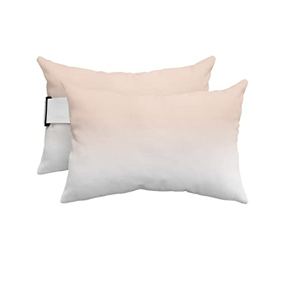 Recliner Head Pillow Ledge Loungers Chair Pillows with Insert Dreamy Peach Pink and White Gradient Lumbar Pillow with Adjustable Strap Outside Patio Decorative Garden Cushion for Bench Couch, 2 PCS