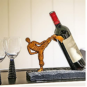 DOUBA Kung Fu Little Golden Man Creative Resin red Wine Rack Decoration Living Room Wine Cabinet Decoration