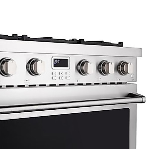 COSMO COS-GRC366KB 36 in. Lumin Collection 6.0 cu. ft Range with 6 Sealed Gas Burners and Convection Oven in Stainless Steel
