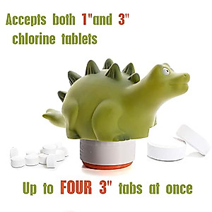 XY-WQ Chlorine Floater, Floating Pool Chlorine Dispenser (Dinosaur), Fits 1 and 3 Inch Tablets for Large and Small Pools, Hot Tub, Spa