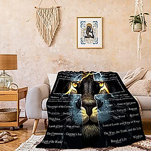 Bible Verse Throw Blanket Lion Throw Blanket 50x60 Inch Ultra-Soft Micro Fleece Blanket Religious Blanket Christian Blanket Gifts for Women Men Home Living Room Decoration for Kids Adults