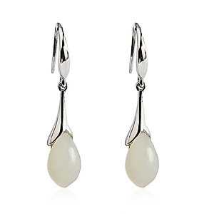 Jade Angel 925 Silver Natural Jade Drop Earrings