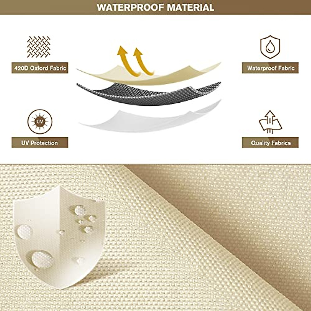 skyfiree Porch Swing Cover Waterproof, Outdoor Swing Covers for Hanging Swing 56"x32"x25",Beige&Coffee