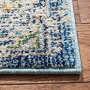 SAFAVIEH Madison Collection Area Rug - 10' x 14', Navy & Grey, Boho Chic Medallion Distressed Design, Non-Shedding & Easy Care, Ideal for High Traffic Areas in Living Room, Bedroom (MAD452M)
