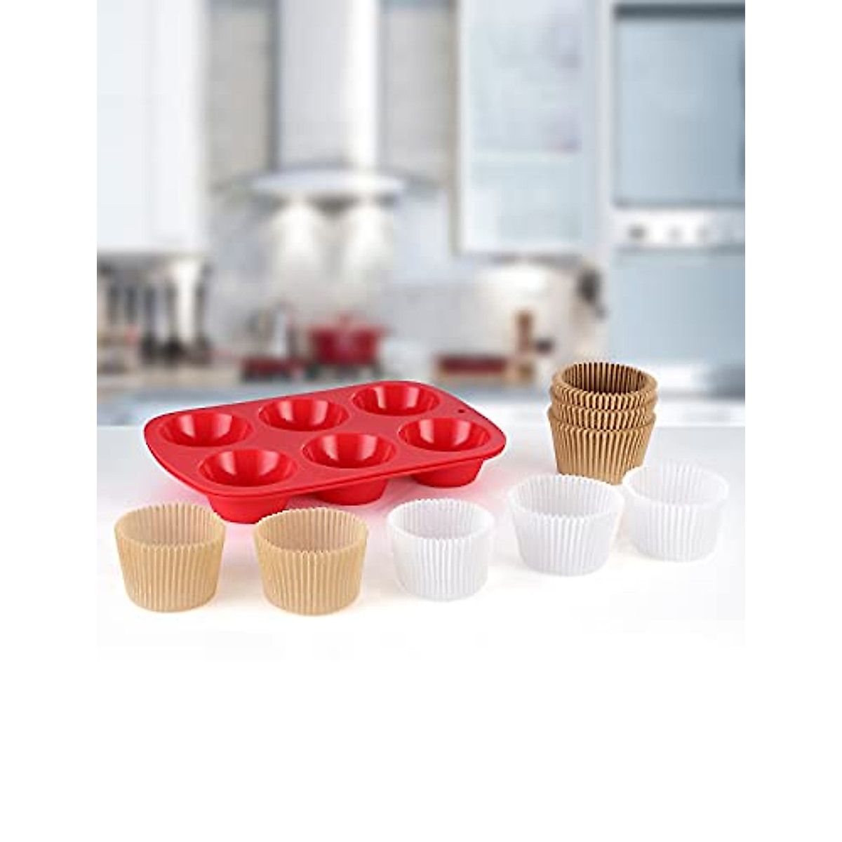 Gifbera Jumbo Cupcake Liners Greaseproof Paper 200 Count - Food Grade Odorless Muffin Baking Cups Cupcake Wrappers for Wedding Birthday, Natural