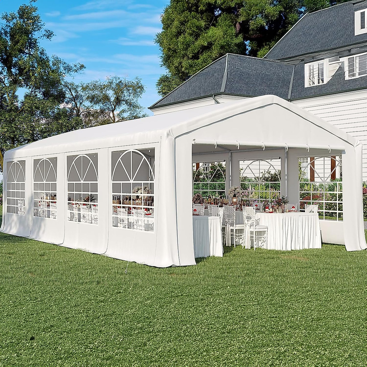 Quictent Premium 13x26 Party Tent Heavy Duty Outdoor Gazebo White Event Shelter Wedding Canopy Tent for Parties Carport BBQ with Removable Sidewall Windows & Storage Bags