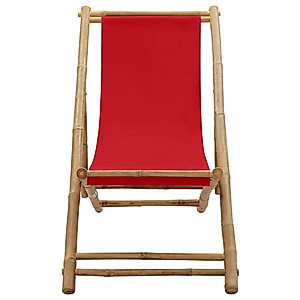 YAFF Deck Chair Bamboo and Canvas Red-3020
