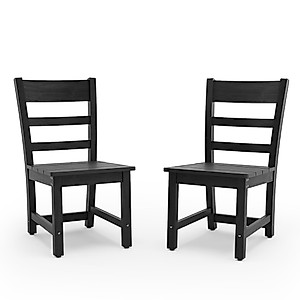 Cozyman Armless Outdoor Dining Chairs Set of 2, All Weather Resistant HDPS Patio Dining Chairs, Classic Dining Chair Support 350 LBS, for Outdoor Indoor, Lawn, Garden, Backyard, Black