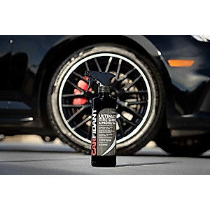 Carfidant Car Tire Shine Spray Kit - Tire Dressing & Rubber Protectant - Dark, Wet Look with No Grease and No Sling! Tire Black Tire Shine with Applicator Pad