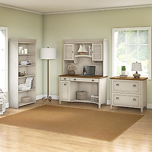 Bush Furniture Fairview 2 Drawer Lateral File Cabinet in Antique White and Tea Maple