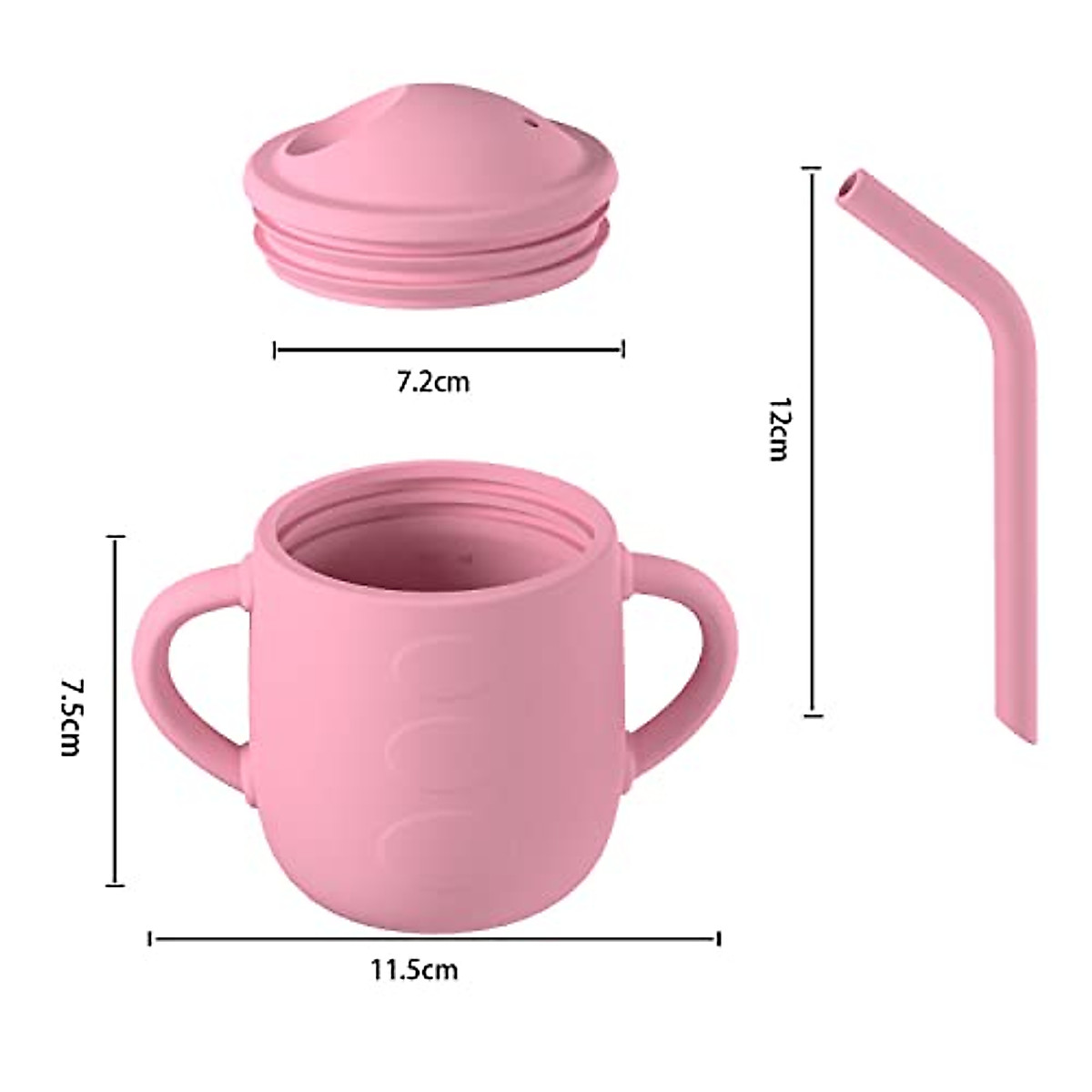 Linshuma Silicone Baby Training Cup, Toddler Straw Sippy Cup, Kids trainer Cup Spill & Non-Slip with 2 Handles BPA Free, Open Cup for 6 months+ Babies Cute 150ML Pink
