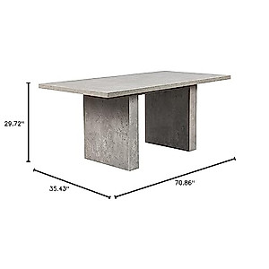 GIA Home Furniture Series 70-Inch Seamless Top Dining Room Table, 70 INCH, Cement Gray