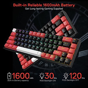 Redragon K631 PRO 65% 3-Mode Wireless RGB Gaming Keyboard, 68 Keys Hot-Swappable Compact Mechanical Keyboard w/Hot-Swap Free-Mod PCB Socket & Dedicated Arrow Keys, Quiet Red Linear Switch