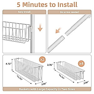 Egepon Over the Door Pantry Organizer Rack, 6-Tier Baskets Organization and Storage, Heavy-Duty Metal Shelf Hanging Door Spice Rack for Kitchen Pantry Bathroom, White