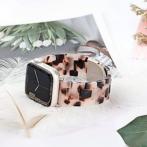 Pleixiu Compatible With Apple Watch Band 38mm 40mm 41mm (42mm-Series 10) Lightweight Resin For iwatch Ultra 2 1 Series 10 Series SE Series 9 8 7 6 5 4 3 2 1 Apple Watch Bands for Women Men-Tortoise Flower for Starlight