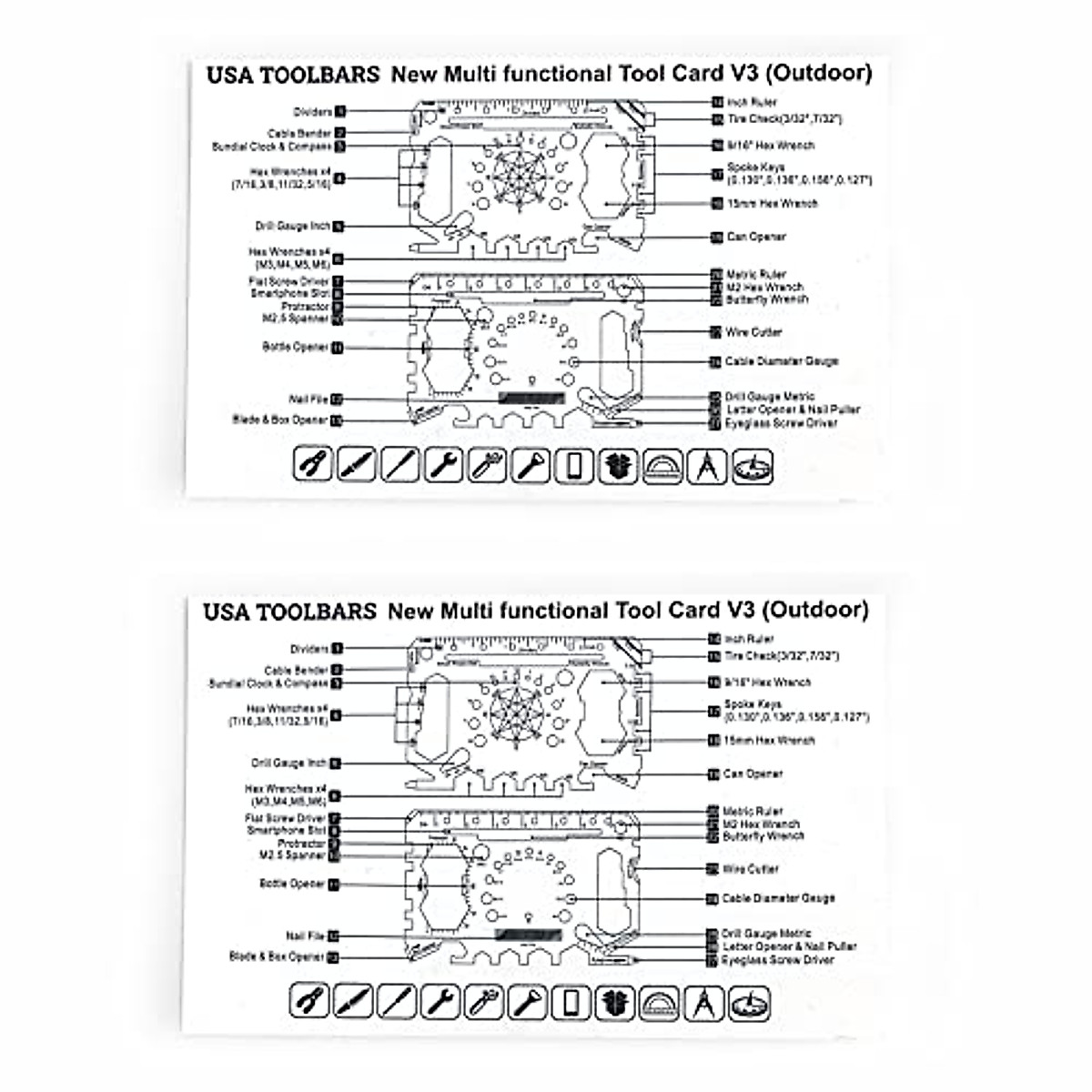 USA Toolbars Wallet Multitool Card – 46 in 1 Innovative Gift Stainless Steel Business Credit Card – Black – Multi-Tool (Screwdrivers, Can Opener, Butterfly Wrench, Phone Stand & More)