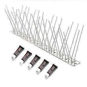Bainser 10.8 Feet Bird Spikes Stainless Steel for Pigeons, Small Birds, Bird Deterrent Spikes Bird Repellent Spikes Kit for Fence, Roof, Windowsill
