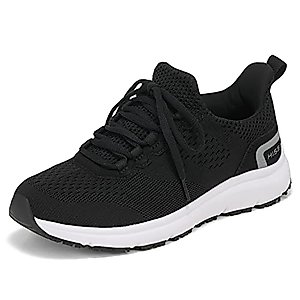HISEA Non-Slip Work Shoes for Women Slip Resistant Food Service Restaurant Nurse Work Shoes Comfort Lightweight Casual Sneakers Size 8 Black