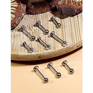 Vsnnsns 16G G23 Titanium Lip Rings for Women Labret Monroe Lip Rings Studs Nail Cartilage Tragus Helix Daith Rook Earrings Studs Ring Medusa Piercing Jewelry 6mm 8mm 10mm