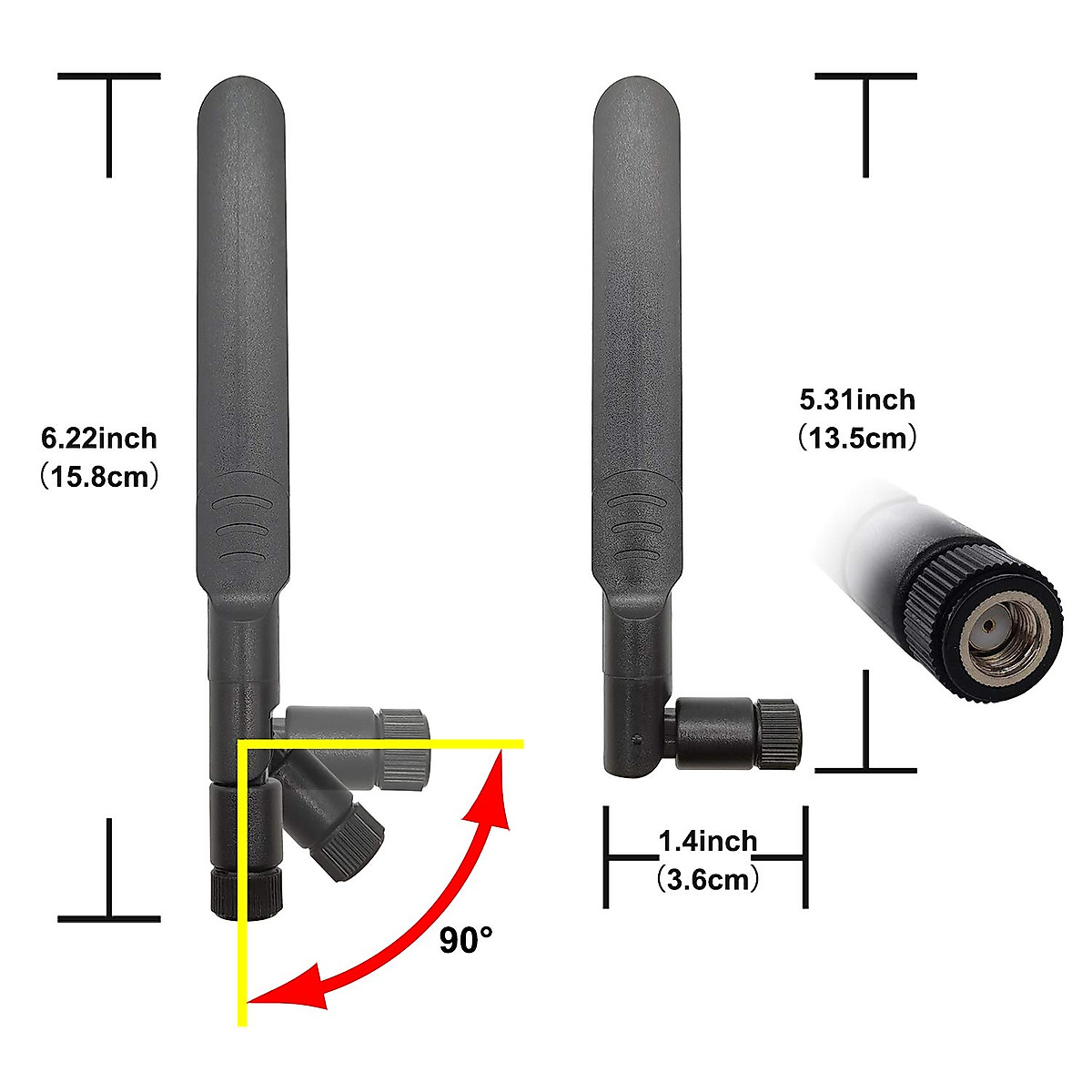 8dBi RP-SMA Male WiFi Antenna + 20cm U.FL to RPSMA Female Extension Cable for Mini PCIe Slot