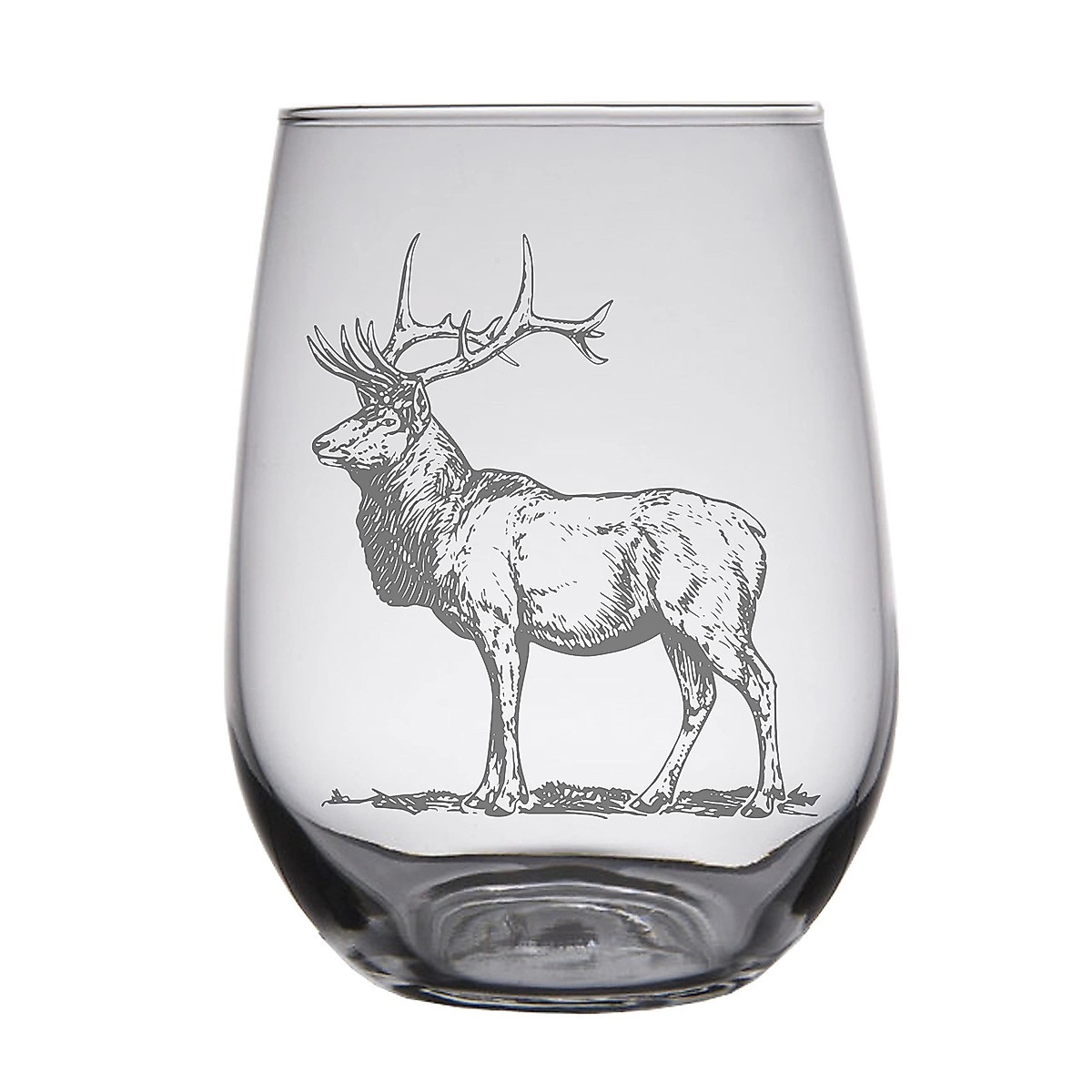 HullSpeed Designs Elk Engraved Stemless Wine Glasses (Set of 2)
