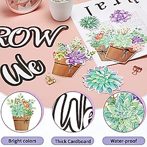 57Pcs Succulents Cutouts for Classroom Bulletin Board Potted Succulents Cut-Outs When We Learn We Grow Paper-Cuts Summer Banner Border Accents Decor for Kids School Classroom Party Wall Decorations