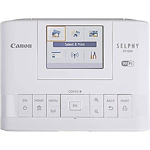 Canon SELPHY CP1300 Compact Photo Printer (White) with WiFi and Accessory Bundle w/Canon Color Ink and Paper Set